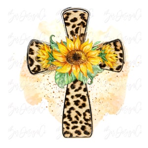 Floral Leopard Cross Png, Easter Sublimation Designs Downloads ...