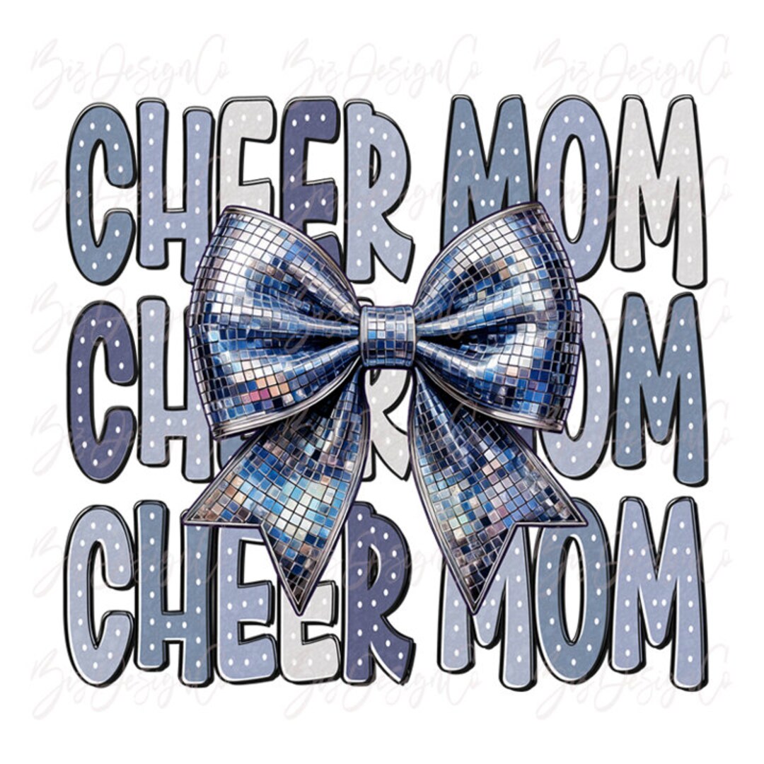 Silver Cheer Mom Bow Png, Cheer Coquette Bow Png, Cheer Sublimation ...