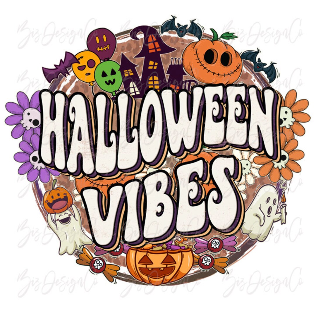 Retro Halloween Vibes Png, Groovy Halloween Sublimation Designs ...