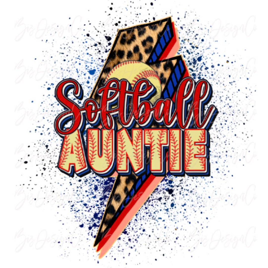 Softball Auntie Png, Cheetah Leopard Softball Sublimation Designs ...