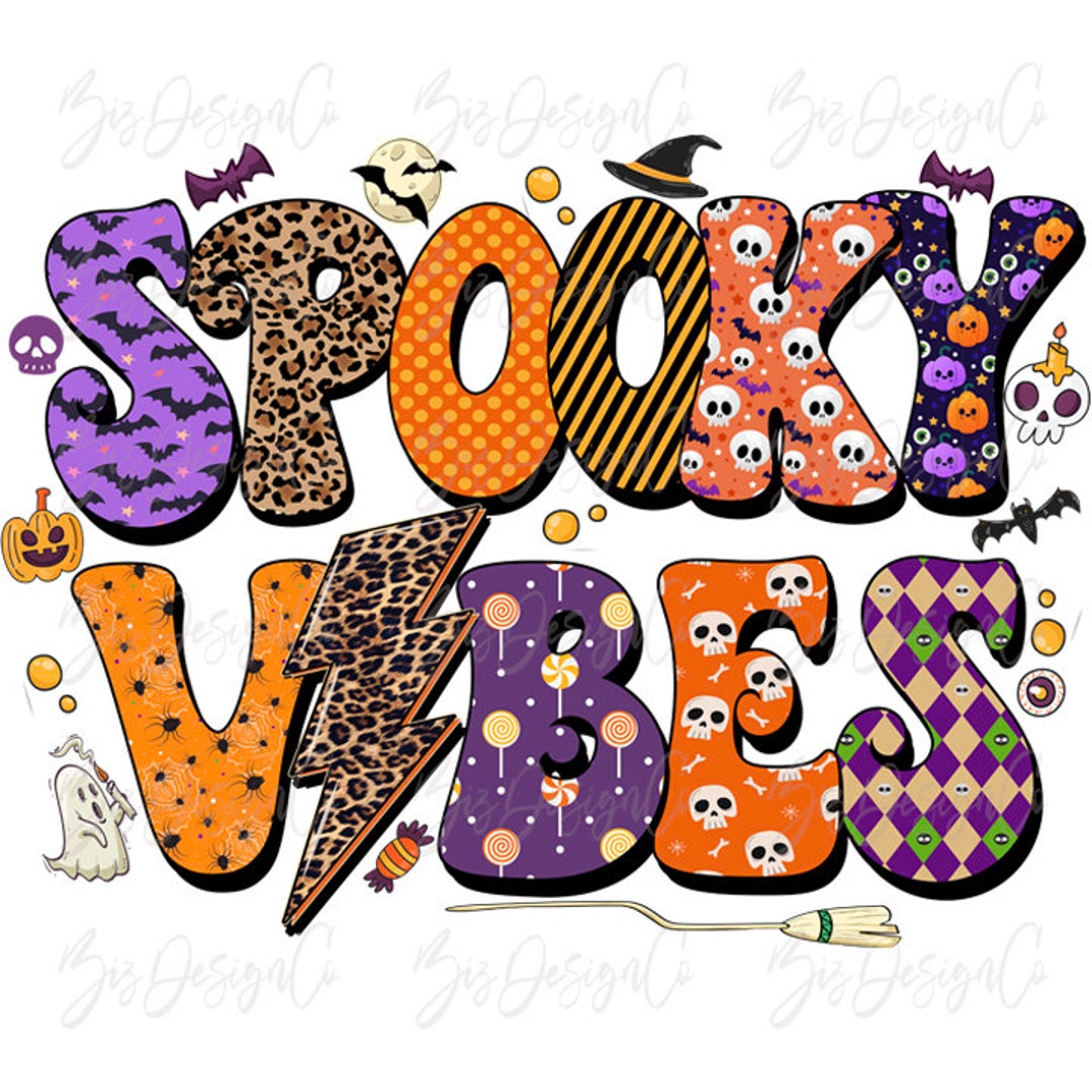 Retro Spooky Vibes Png, Groovy Halloween Sublimation Designs Downloads ...