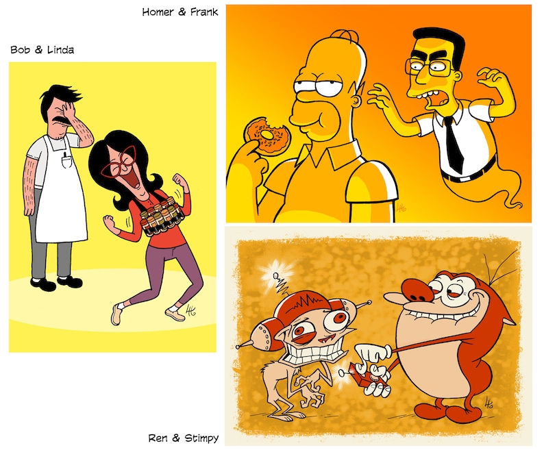 Cartoon Classic Duos Mini-prints 5 X 7 - Etsy