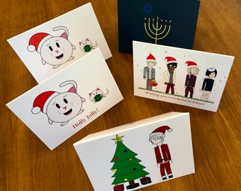 Set of 10 Christmas & Hanukkah Reindeer Holiday Greeting Cards - Etsy