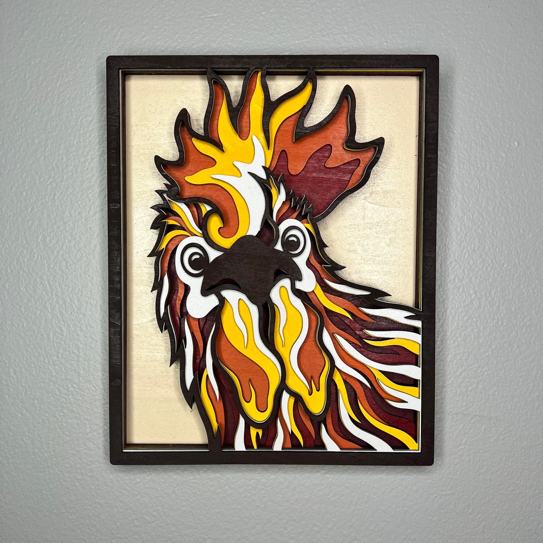 Funny Chicken 7 Layered Wood Art Decor - Hand Painted - Etsy