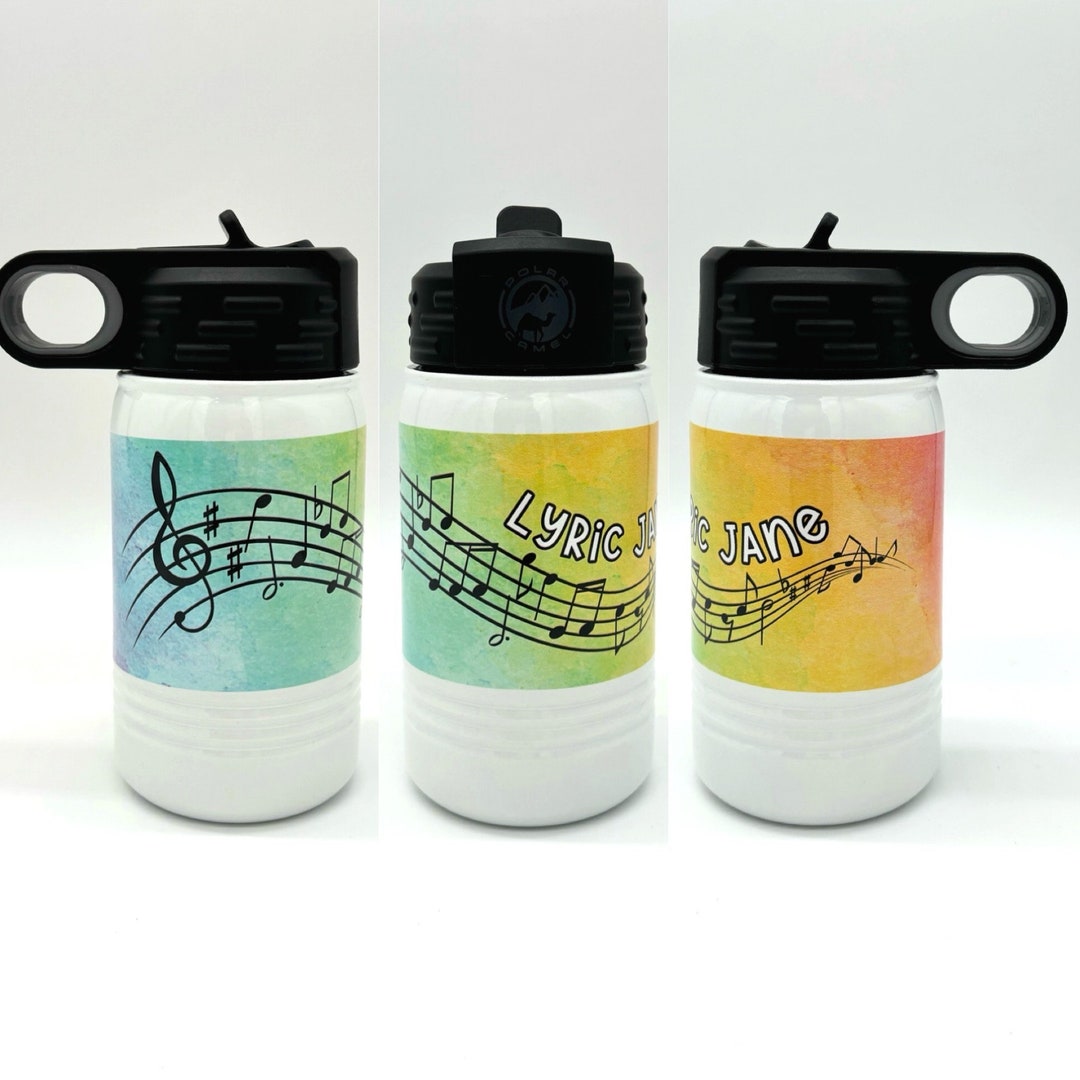 Music Note Themed Customized 12oz Water Bottle - Perfect for Smaller ...
