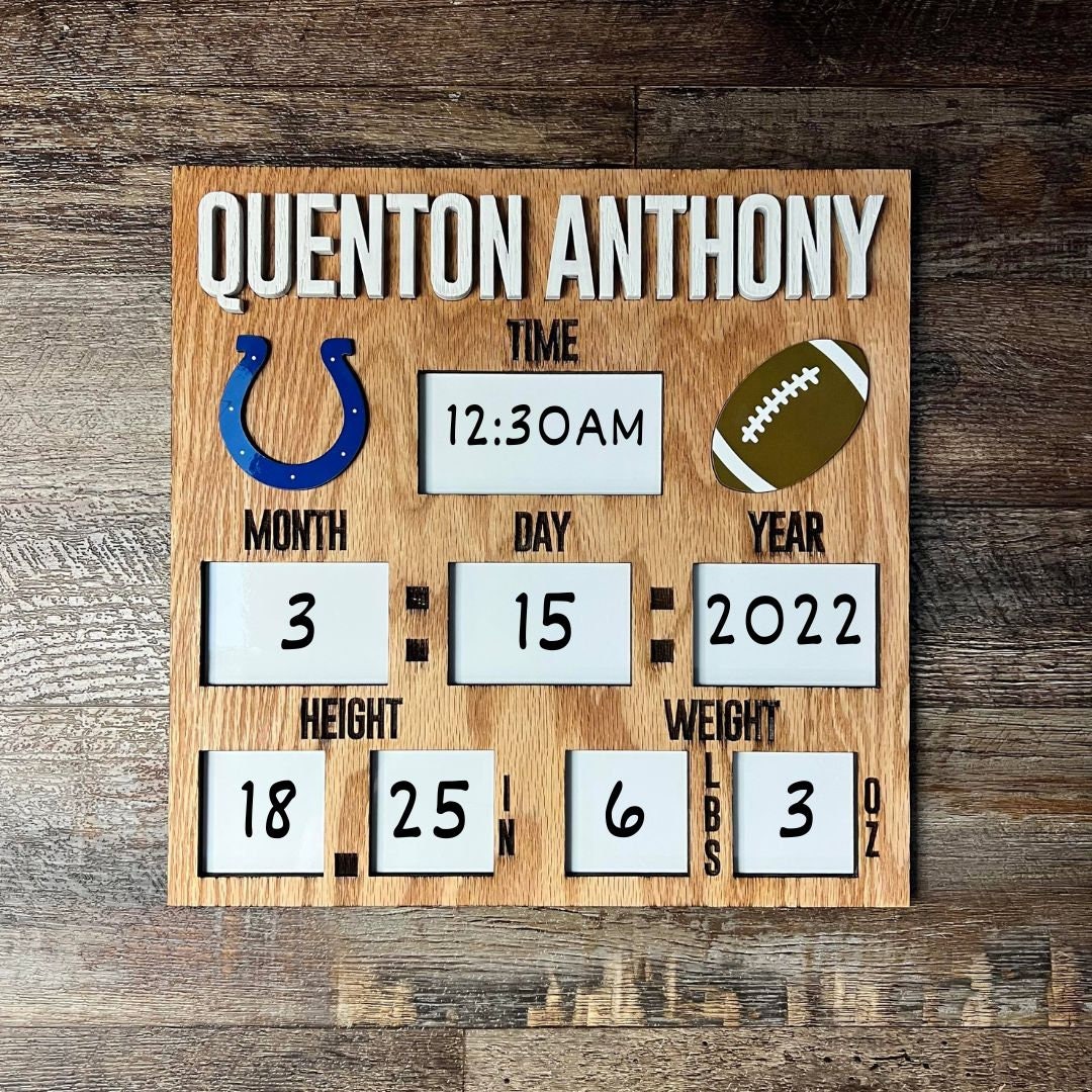 Football Scoreboard Wooden Birth Announcement- 12x12 Inches - Etsy