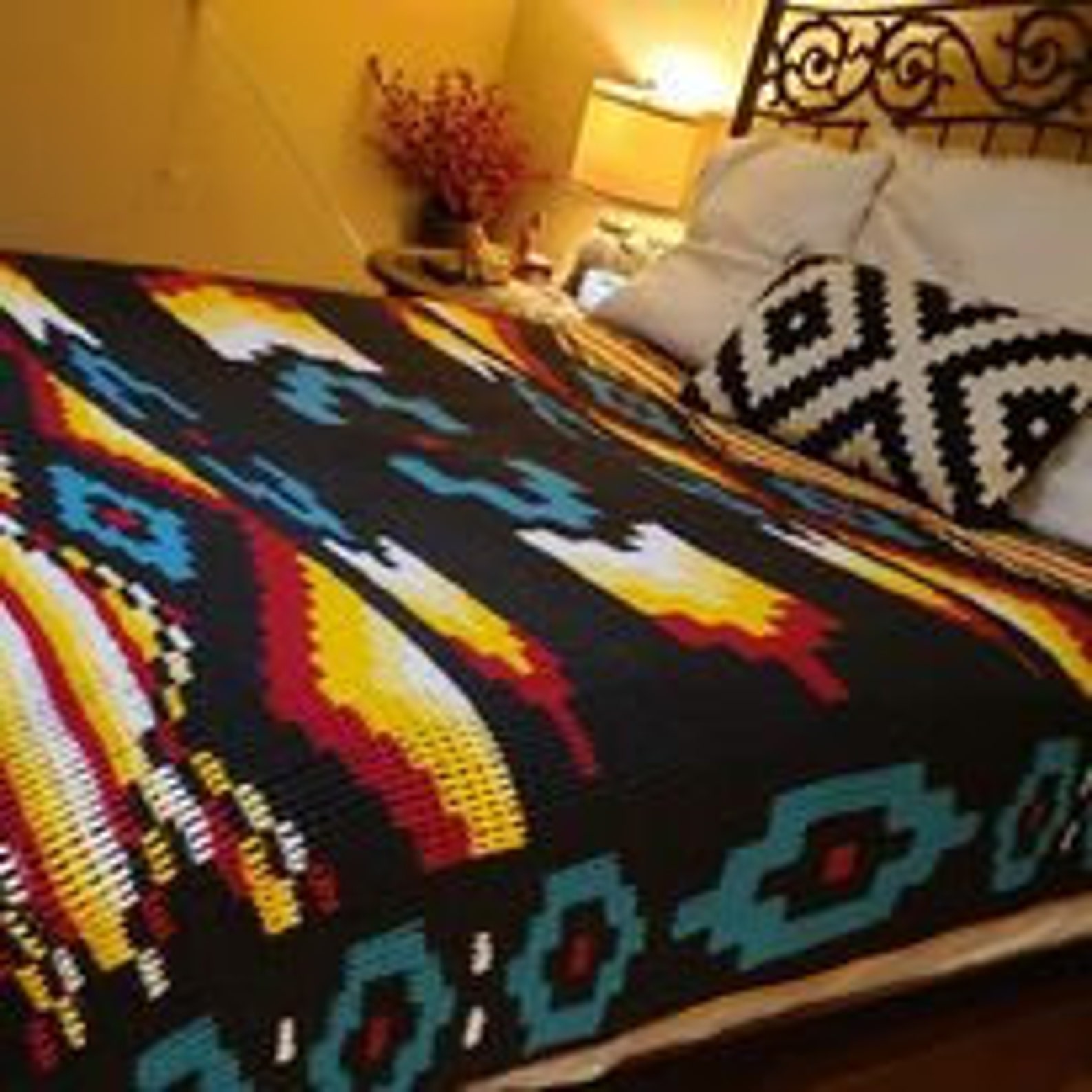 Native American Beadwork Crochet Blanket / Afghan "kennedy" Pattern # ...