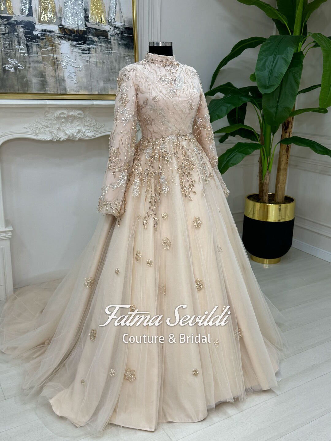 Luxury Muslim Evening Dress, Modest Prom Dress, Engagement Dress ...