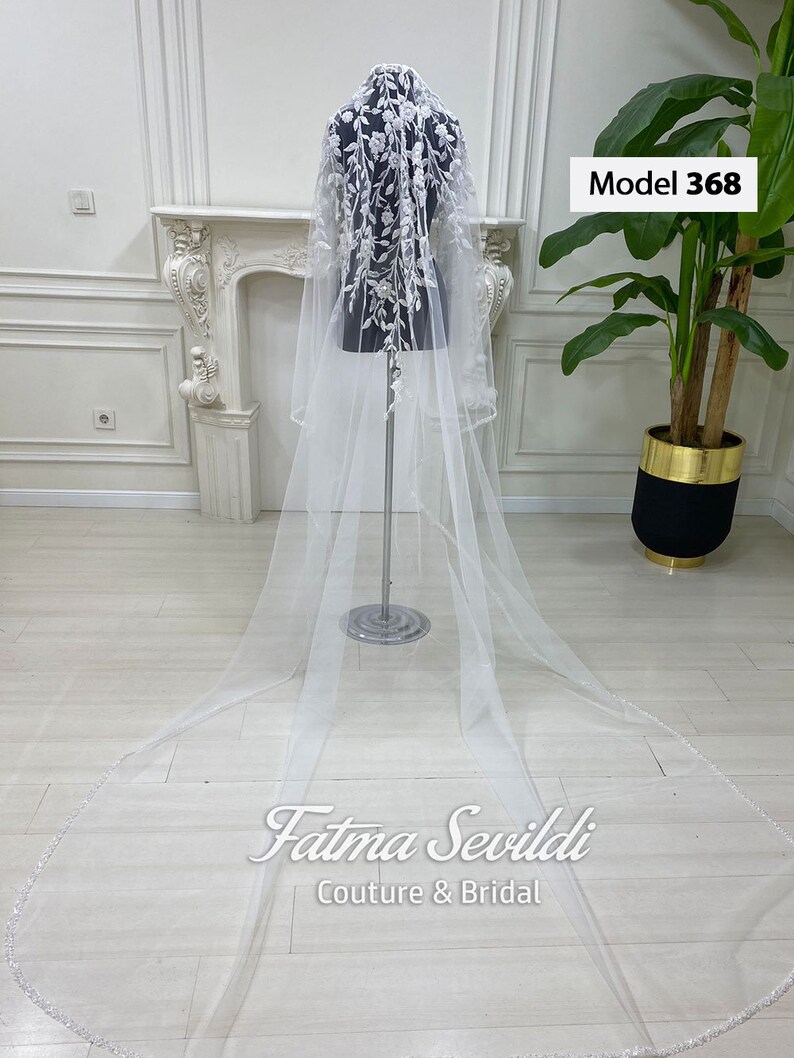 PART1 Lace Veil / Hijab Head Set Cathedral Veil Long Veil - Etsy