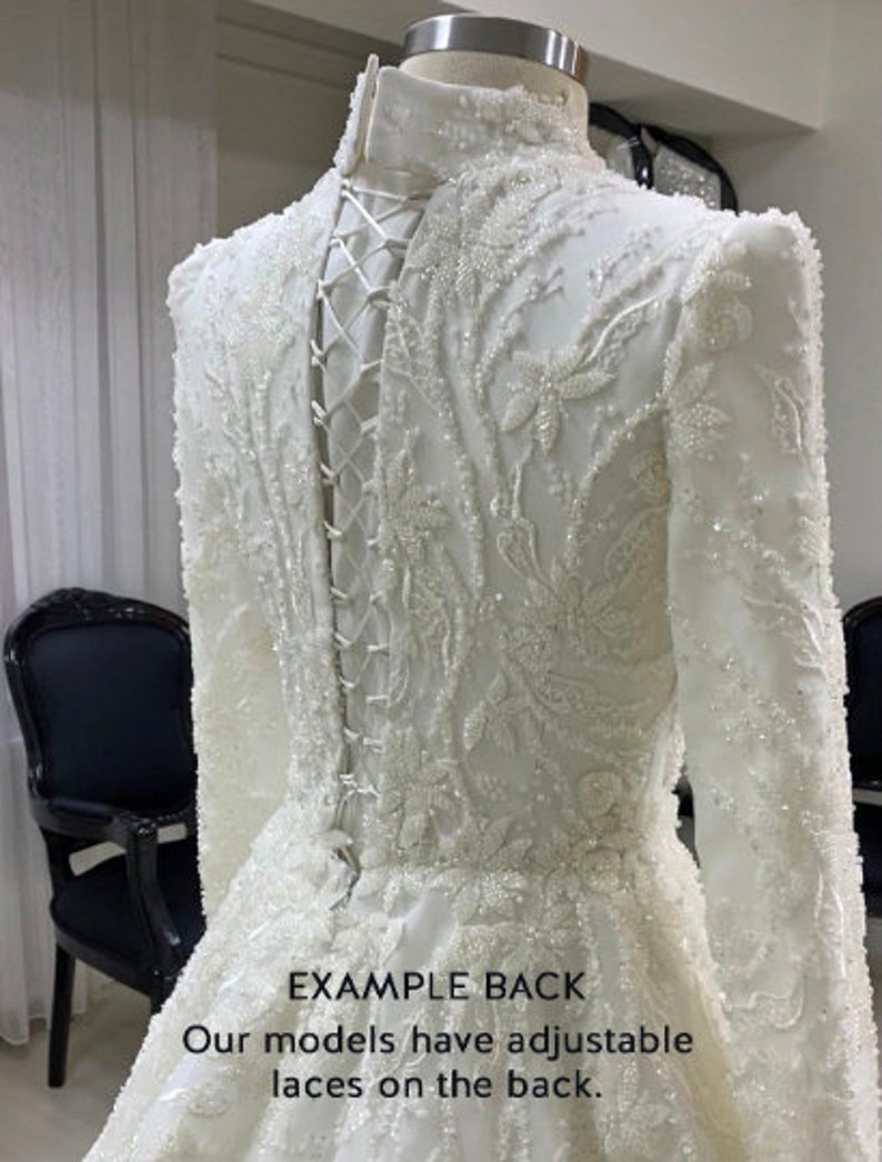 Modest Muslim Wedding Dress Beaded Lace Bridal Dress Hijab Etsy