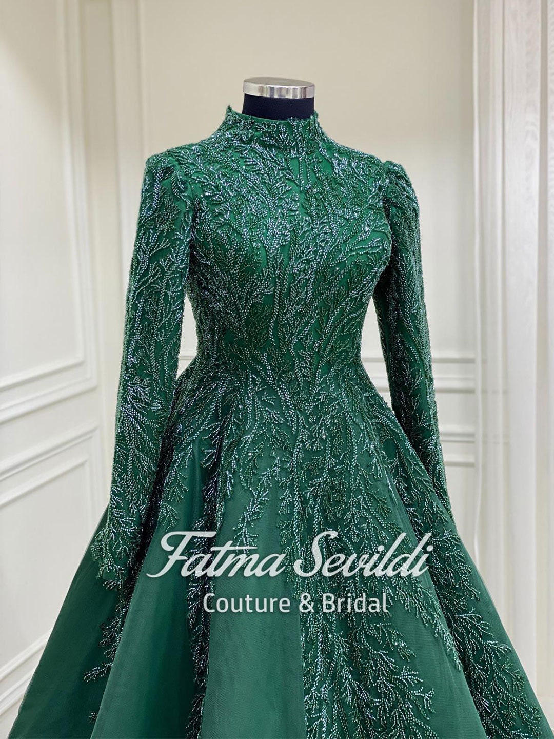 Green Muslim Evening Dress, Modest Prom Dress, Engagement Dress, Muslim ...