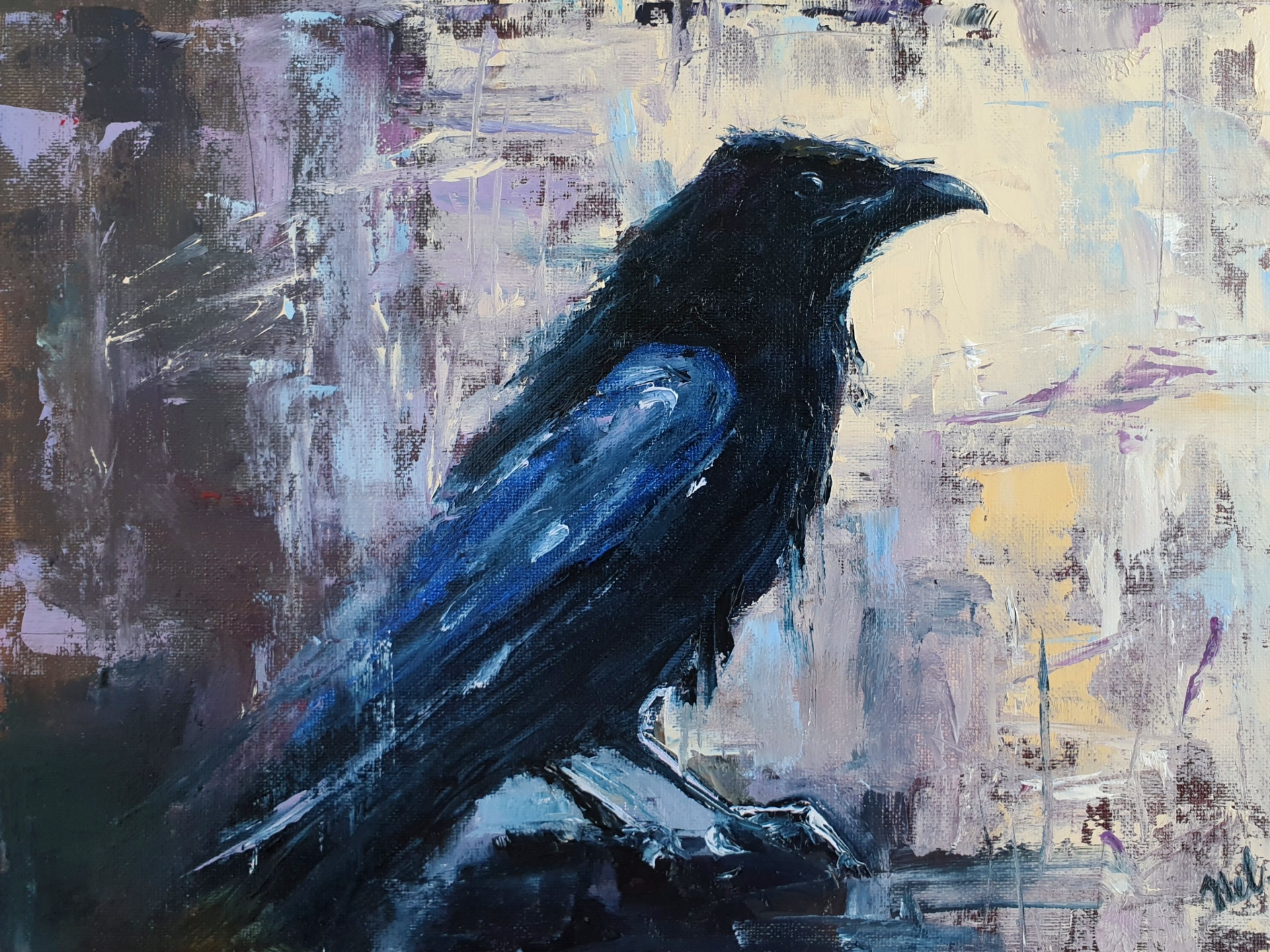 Crow Painting Oil Original Art Dark Souls Painting Wall Art | Etsy