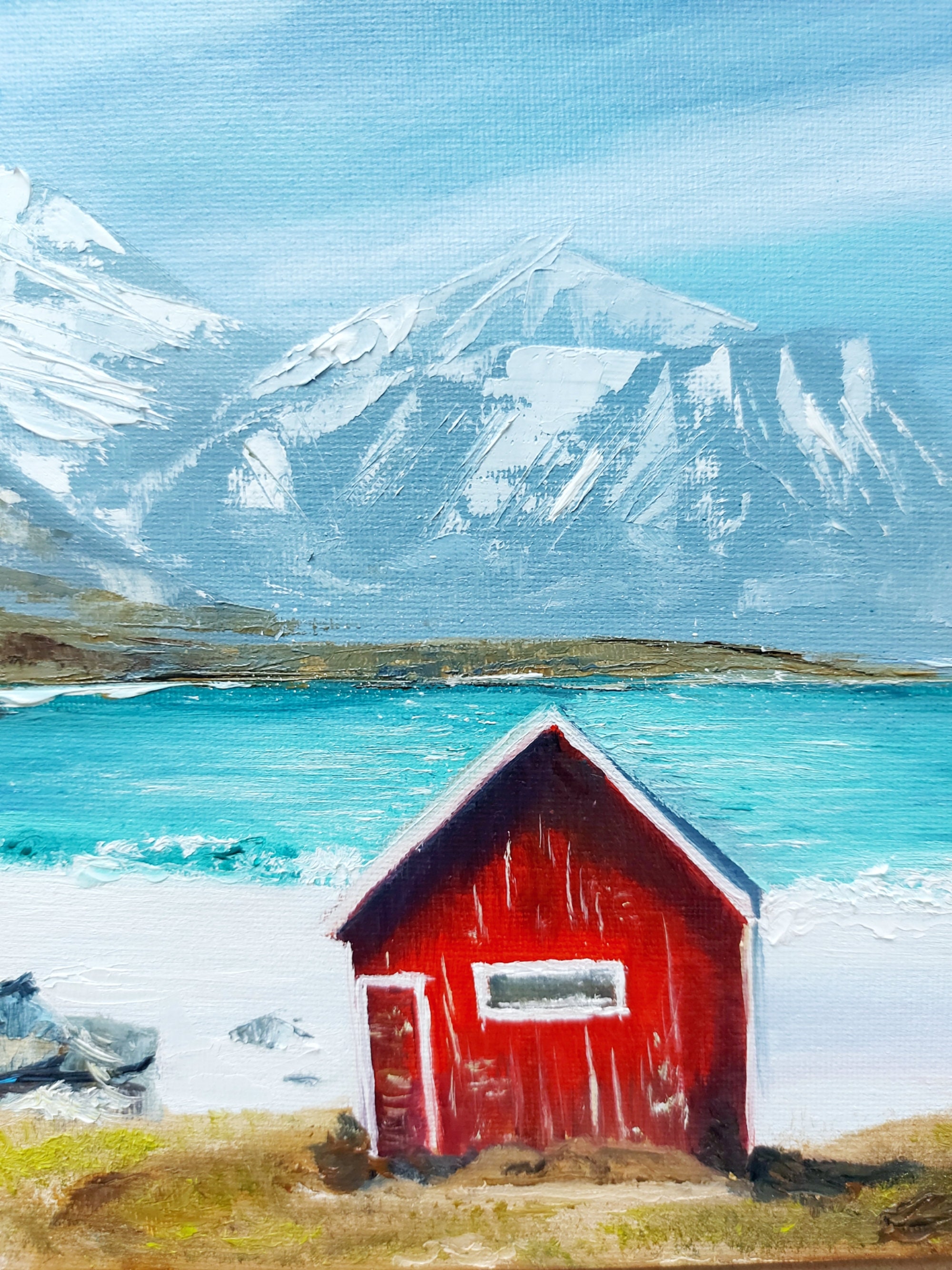 Scandinavian Painting Northern Original Oil Mountain Wall Art | Etsy