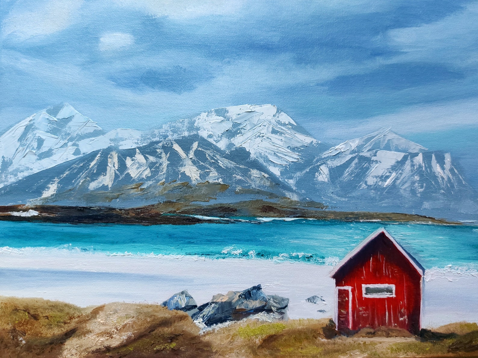 Scandinavian Painting Northern Original Oil Mountain Wall Art | Etsy