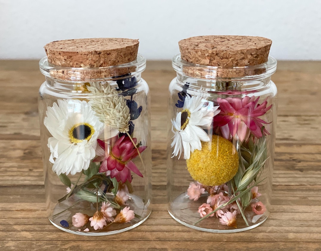 Dried Flowers - Bouquet in a Glass, Dry Flowers in Bright Colors, Dried ...