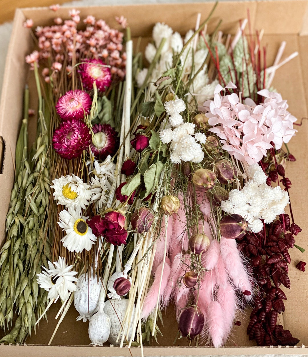 Kit de fleurs séchées DIY Prairie de fleurs romantique , bouquet de ...