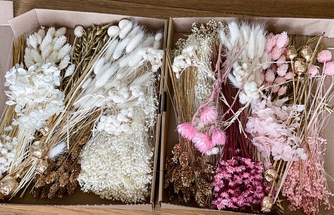 DIY Dried Flowers DIY Set “golden Rose&white”, DIY Dried Flower Bouquet ...