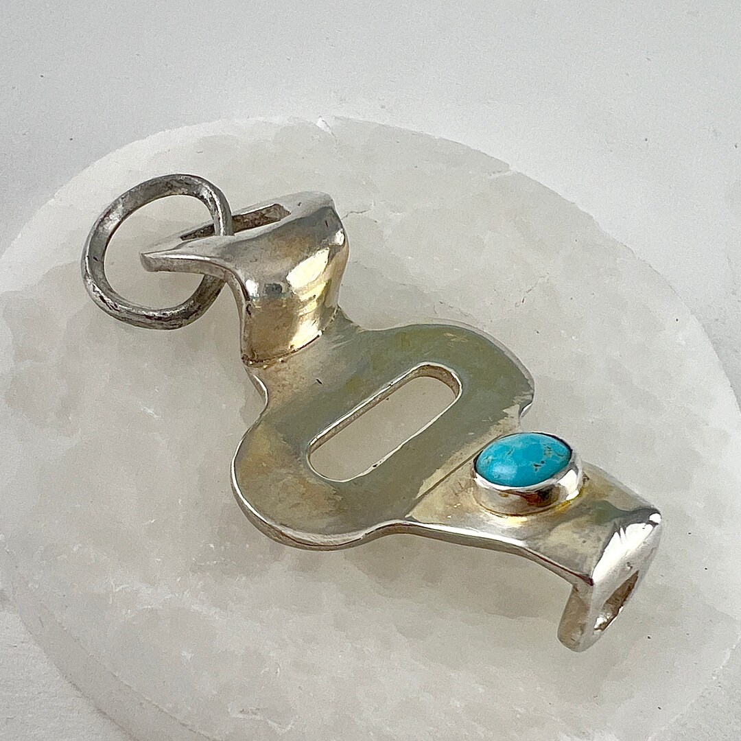 Sterling Silver Skate Key Pendant: Sleeping Beauty Turquoise, Lost Wax ...