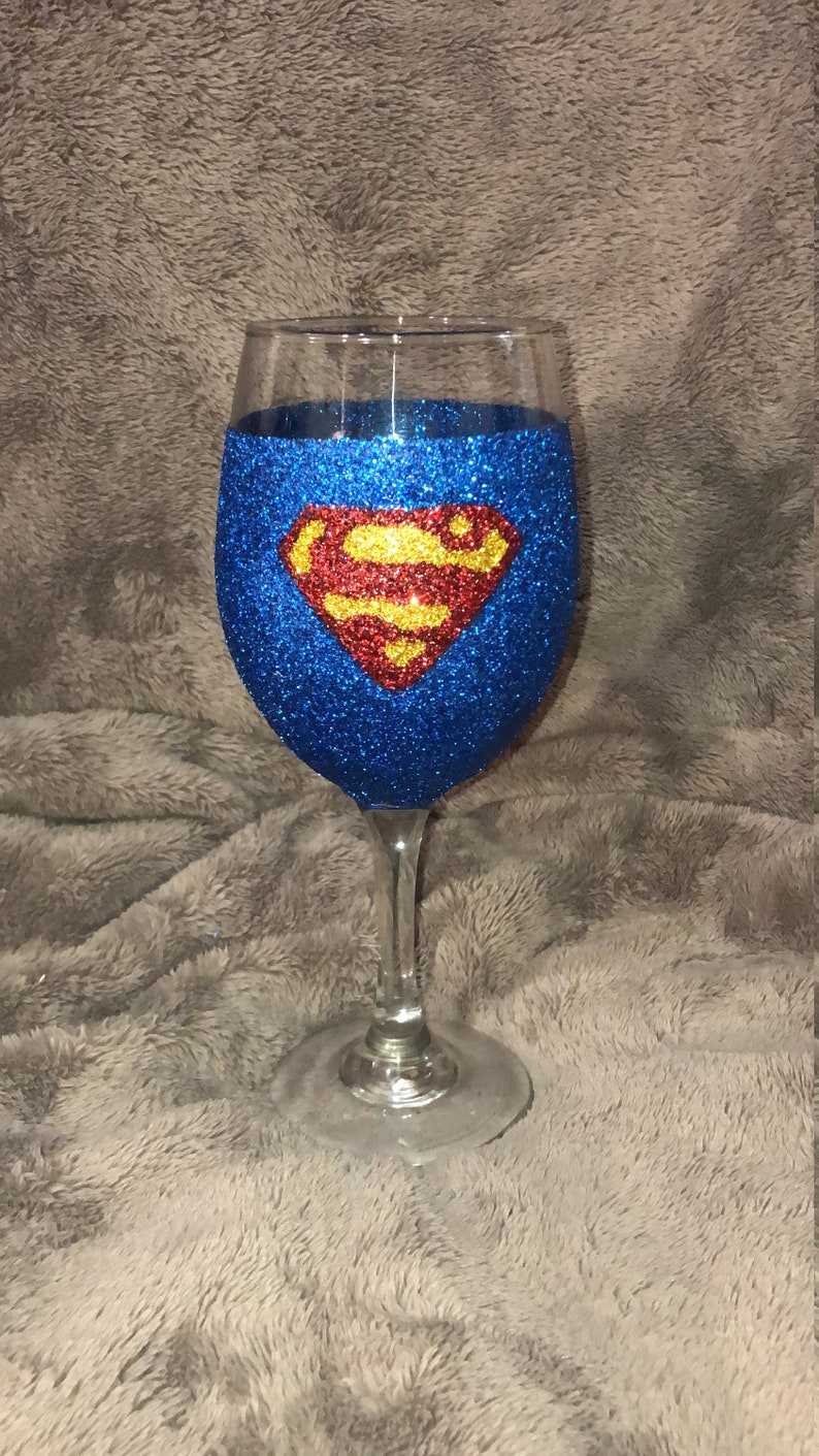 Superhero Glitter Wine Glass, Beer Glass & Coaster Set - Etsy