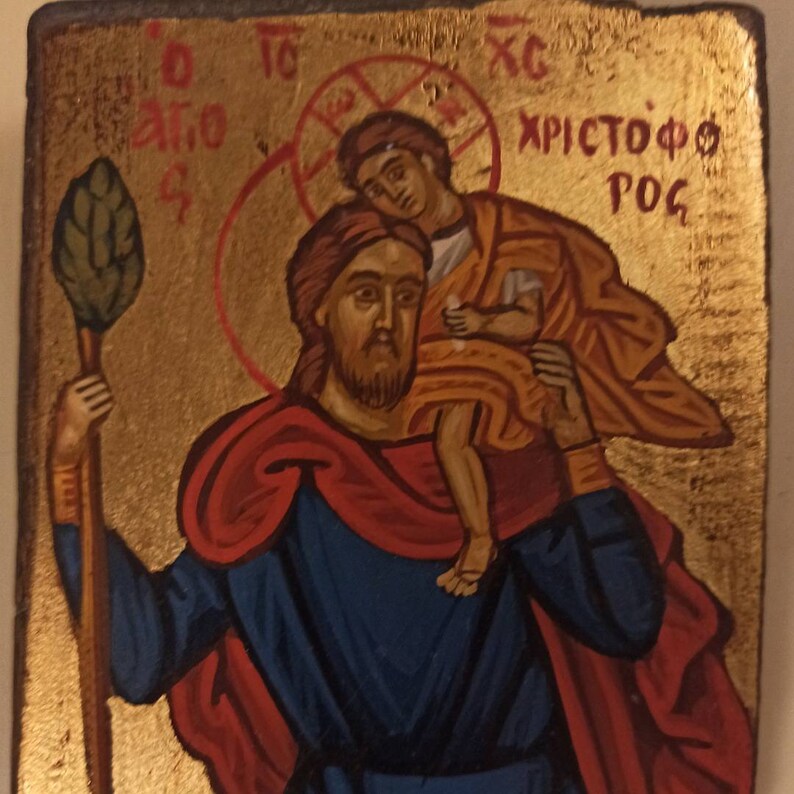 Saint Christopher ( Άγιος Χριστόφορος ) Hand Painted Orthodox Byzantine ...