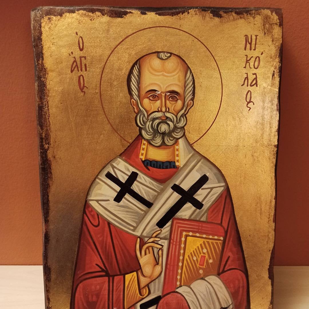 Saint Nicholas, ( Ο Άγιος Νικόλαος ), Hand Painted Greek Orthodox ...