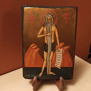 Saint Onuphrius (Άγιος Ονούφριος) Hand Painted Orthodox Byzantine Icon ...