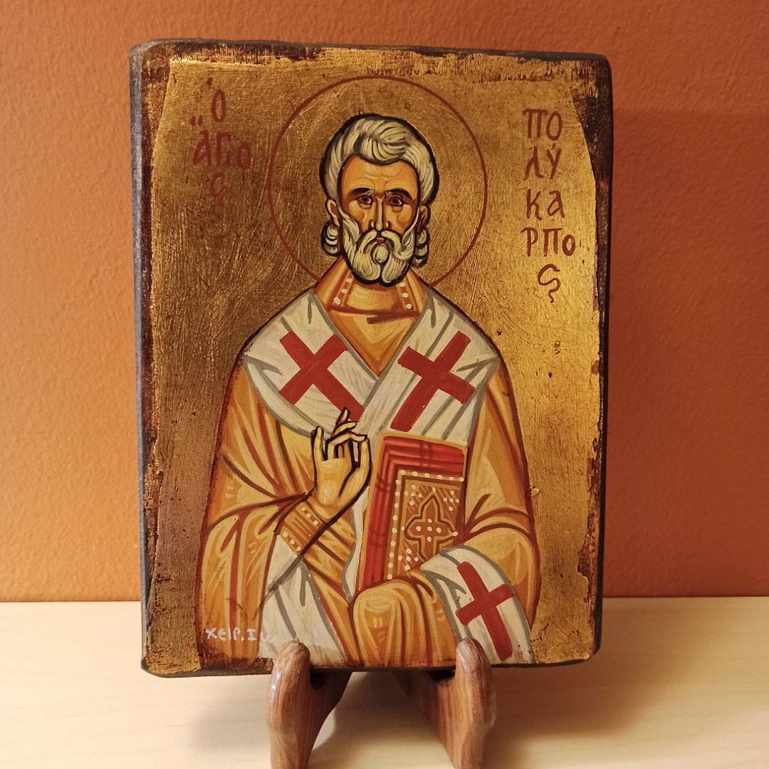 Saint Polycarp (Ο Άγιος Πολύκαρπος) Hand Painted Greek Orthodox ...
