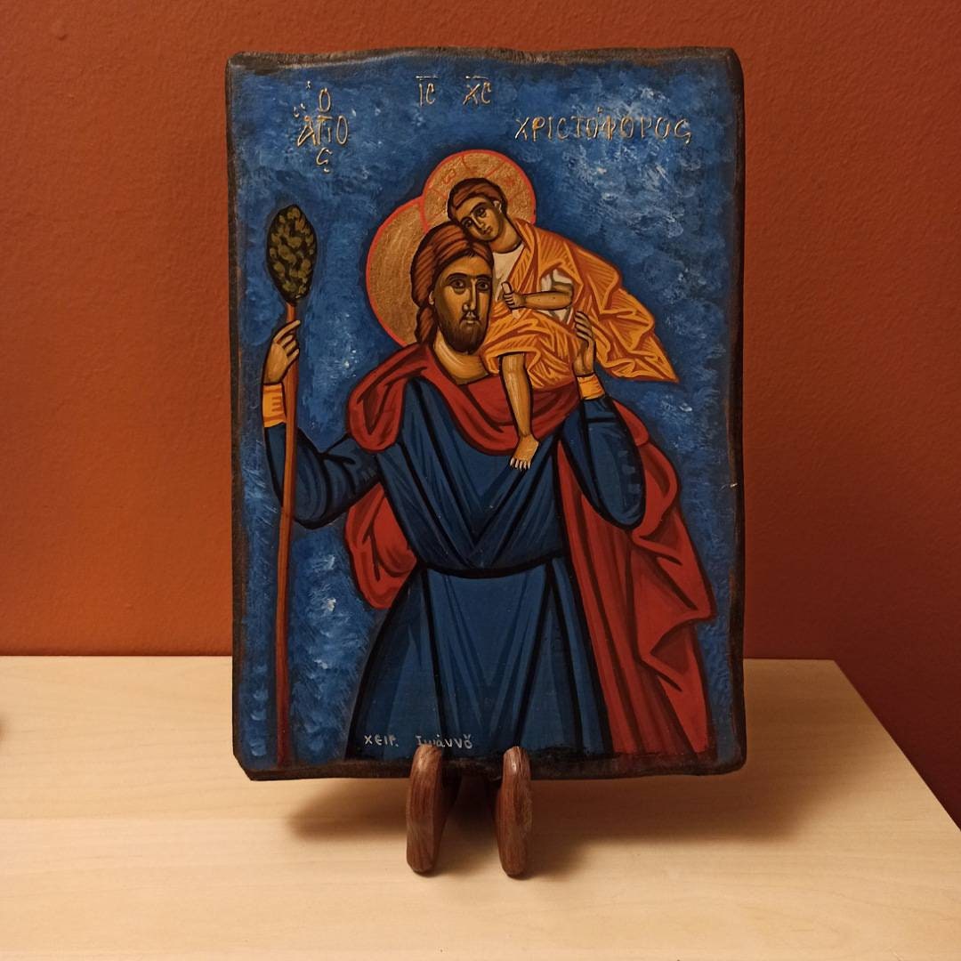 Saint Christopher ( Άγιος Χριστόφορος ) Hand Painted Orthodox Byzantine ...