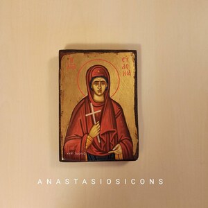 Saint Eudokia of Heliopolis ( Η Αγία Ευδοκία ) Hand Painted Greek Orthodox Byzantine Icon. - Etsy