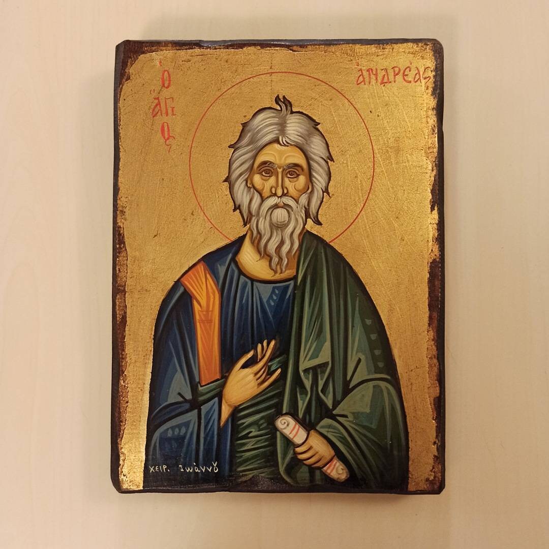 Saint Andrew the Apostle, (Απόστολος Ανδρέας) Hand Painted Greek ...