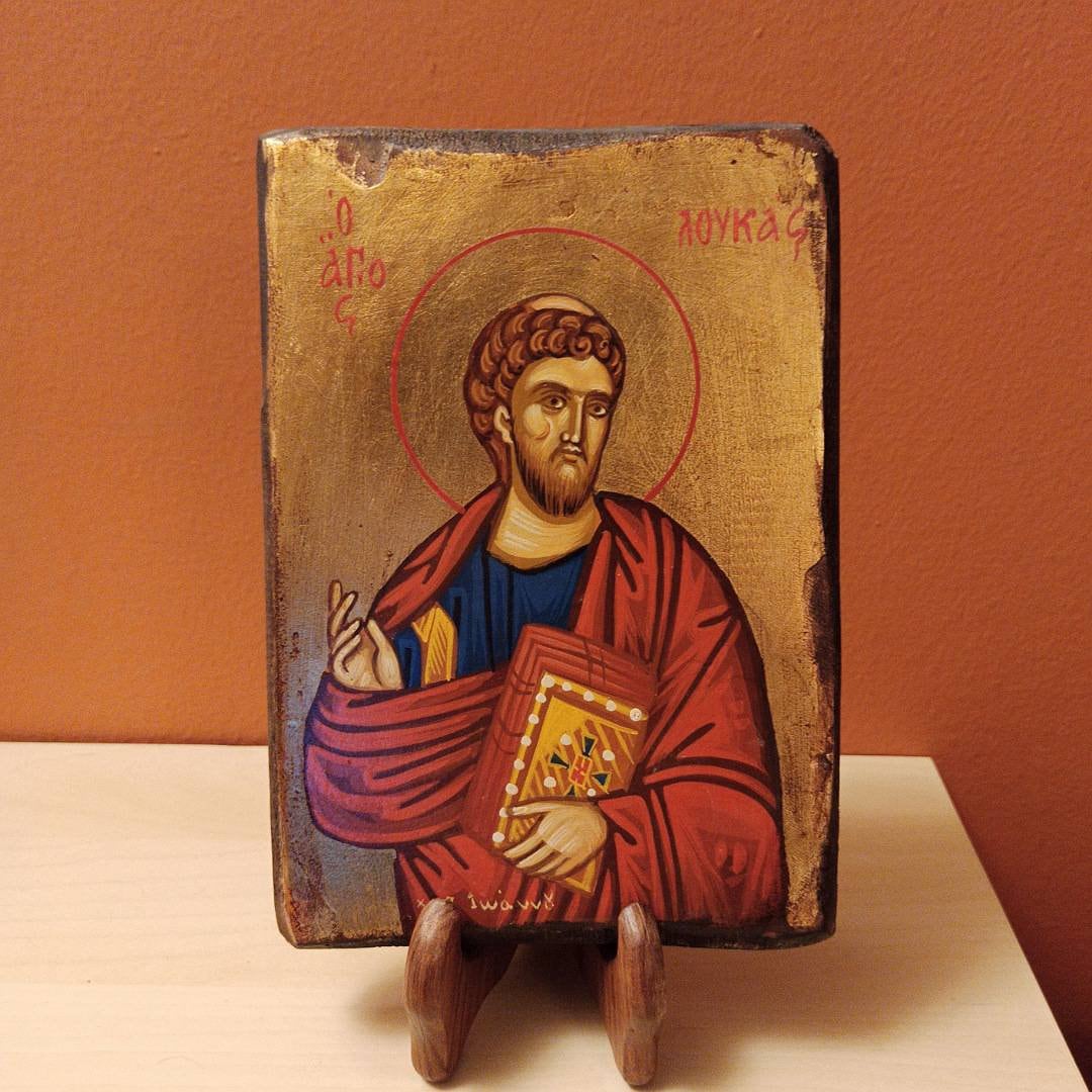 Saint Luke the Evangelist ( Λουκάς, O Ευαγγελιστής ) Hand Painted Greek ...