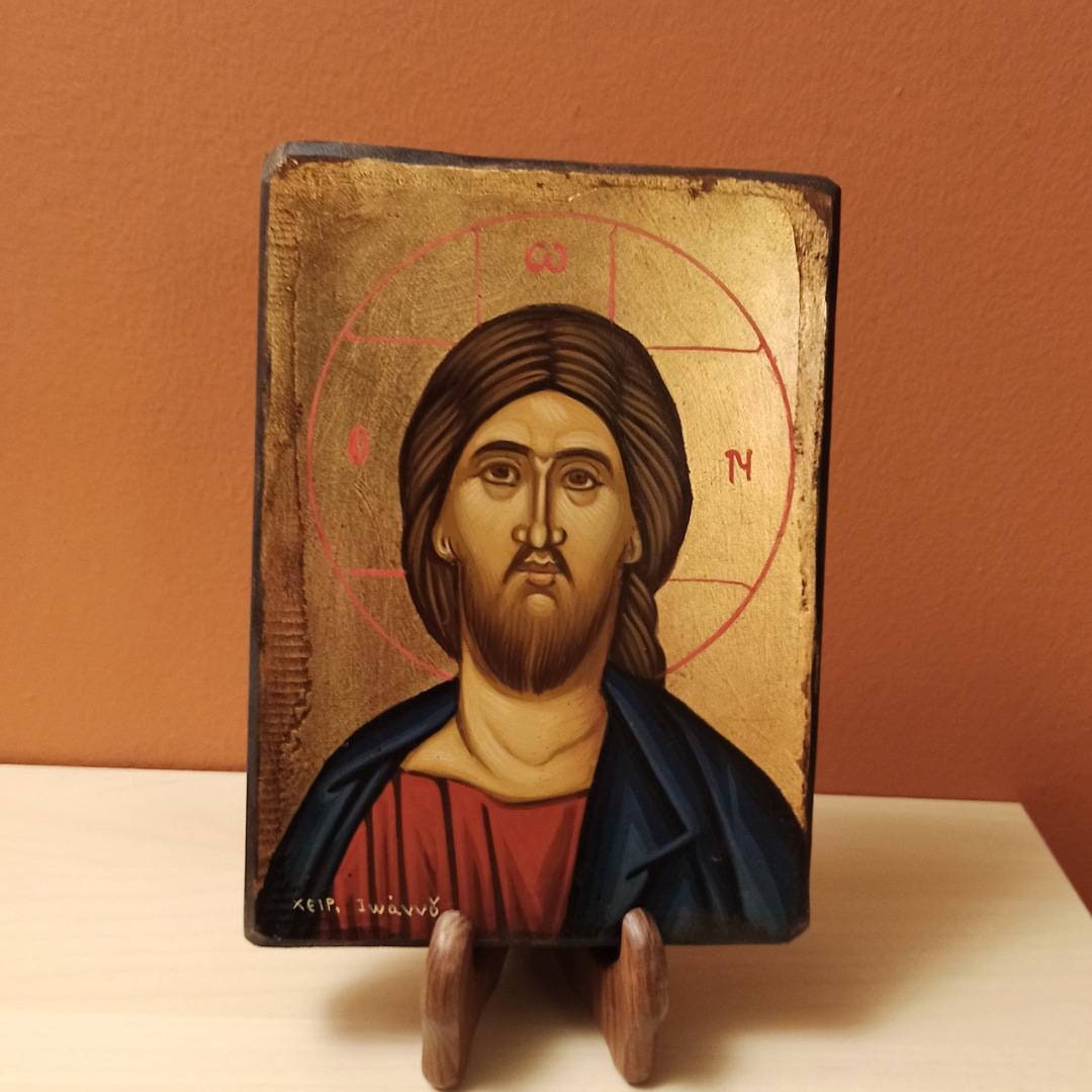 Jesus Christ ( Ιησούς Χριστός ) Hand Painted Greek Orthodox Byzantine ...