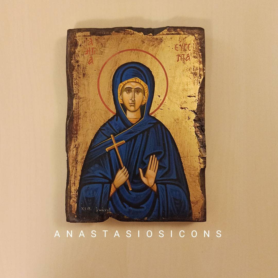 Saint Eugenia, ( Η Αγία Ευγενία ), Hand Painted Greek Orthodox Byzantine Icon. - Etsy