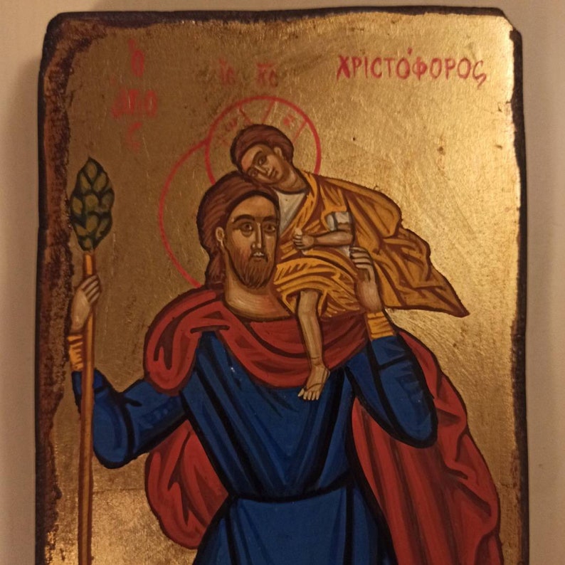Saint Christopher Άγιος Χριστόφορος Hand Painted Orthodox - Etsy