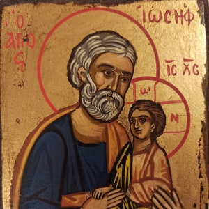 Saint Joseph ( Άγιος Ιωσήφ ) Hand Painted Greek Orthodox Byzantine Icon ...