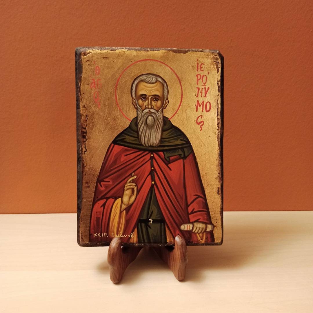 Saint Jerome ( Ο Άγιος Ιερώνυμος ) Hand Painted Greek Orthodox ...