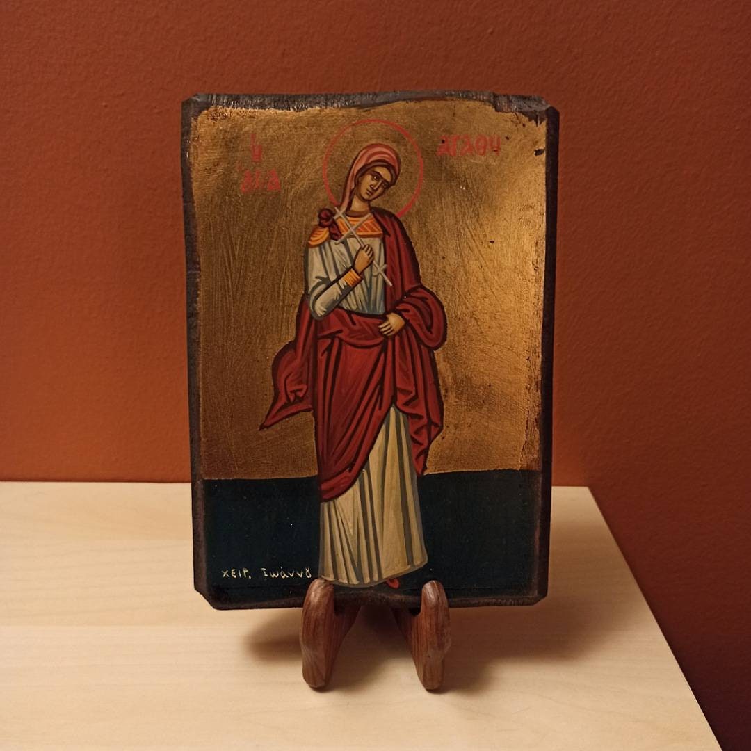 Saint Agatha of Sicily ( Αγία Αγάθη ) Hand Painted Greek Orthodox ...