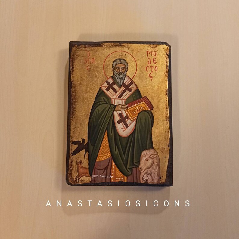 Saint Modestos (Άγιος Μοδεστος), Hand Painted Orthodox Byzantine Icon ...