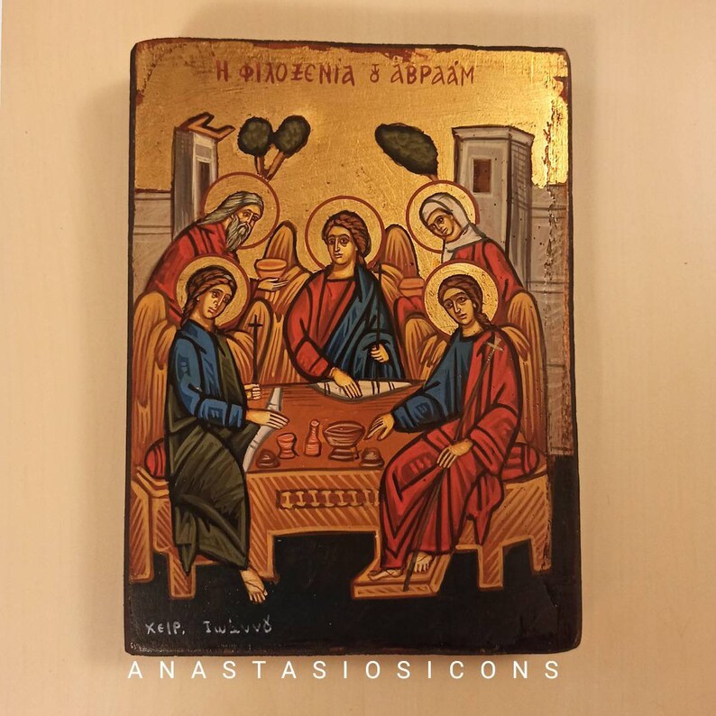 Abraham's Hospitality ( Η Φιλοξενία του Αβραάμ ) Hand Painted Greek ...