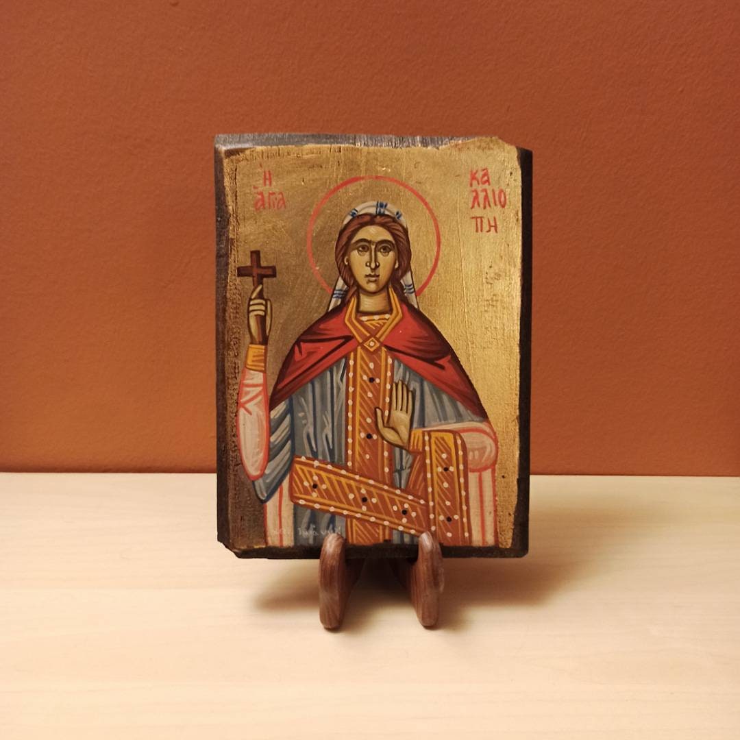 Saint Calliope, ( Αγία Καλλιόπη ) Hand Painted Greek Orthodox Byzantine ...