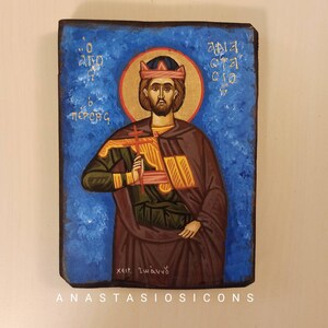 Saint Anastasios of Persia ( Ο Άγιος Αναστάσιος ο Πέρσης ) Hand Painted Greek Orthodox Byzantine ...