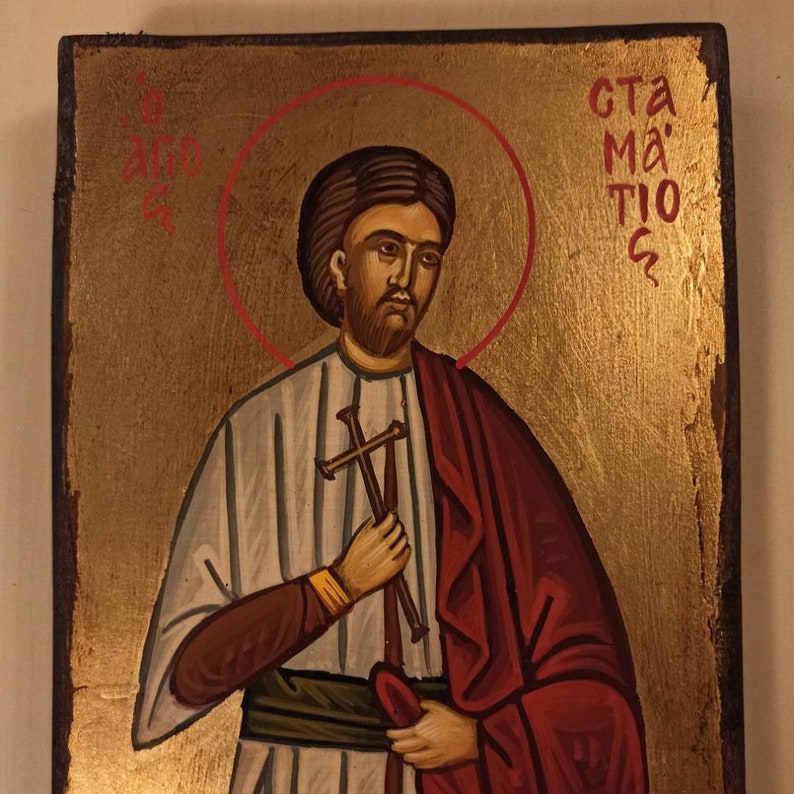 Saint Stamatios (Άγιος Σταμάτιος) Hand Painted Greek Orthodox Byzantine ...