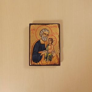 Saint Joseph ( Άγιος Ιωσήφ ) Hand Painted Greek Orthodox Byzantine Icon ...