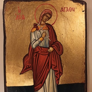 Saint Agatha of Sicily ( Αγία Αγάθη ) Hand Painted Greek Orthodox ...