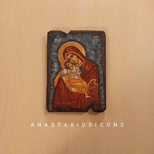Virgin Mary the Glykophilousa ( Η Παναγία η Γλυκοφιλούσα), Hand Painted Orthodox Byzantine Icon ...