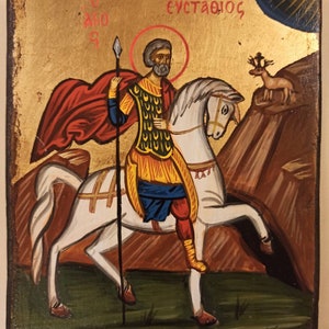 Saint Eustathius or Saint Eustace Ο Άγιος Ευστάθιος Hand Painted Greek ...