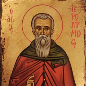 Saint Jerome ( Ο Άγιος Ιερώνυμος ) Hand Painted Greek Orthodox ...