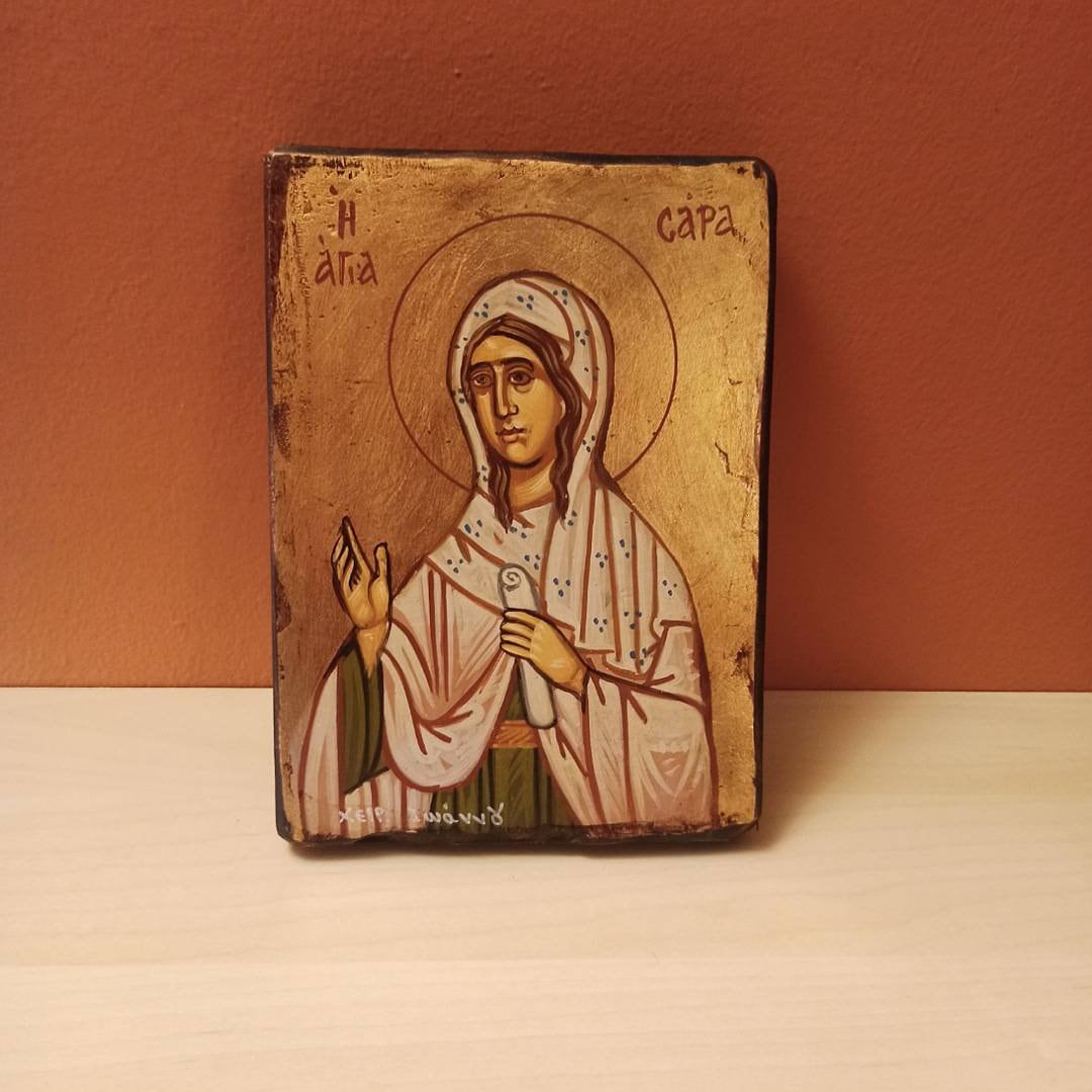 Saint Sarah ( Η Αγία Σάρα ) Hand Painted Greek Orthodox Byzantine Icon ...