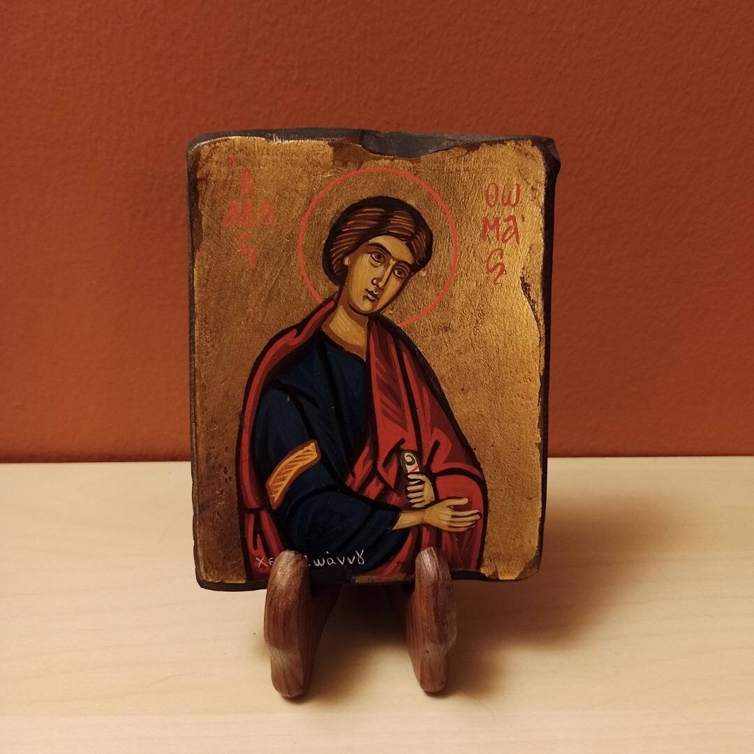 Saint Thomas Ο Άγιος Θωμάς hand painted Greek Orthodox | Etsy