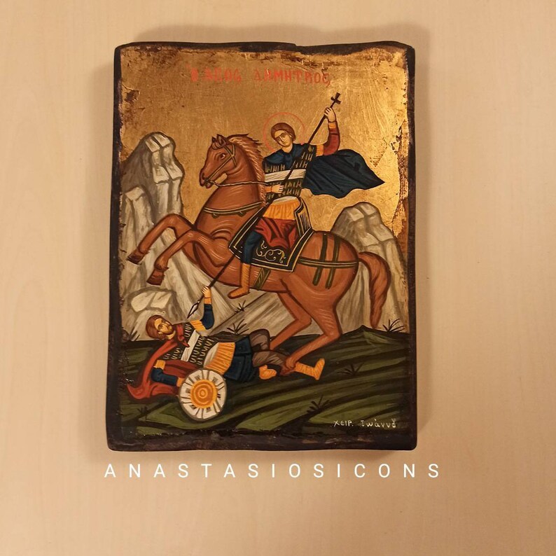 Saint Dimitrios ( Άγιος Δημήτριος ) Hand Painted Greek Orthodox Byzantine Icon. - Etsy